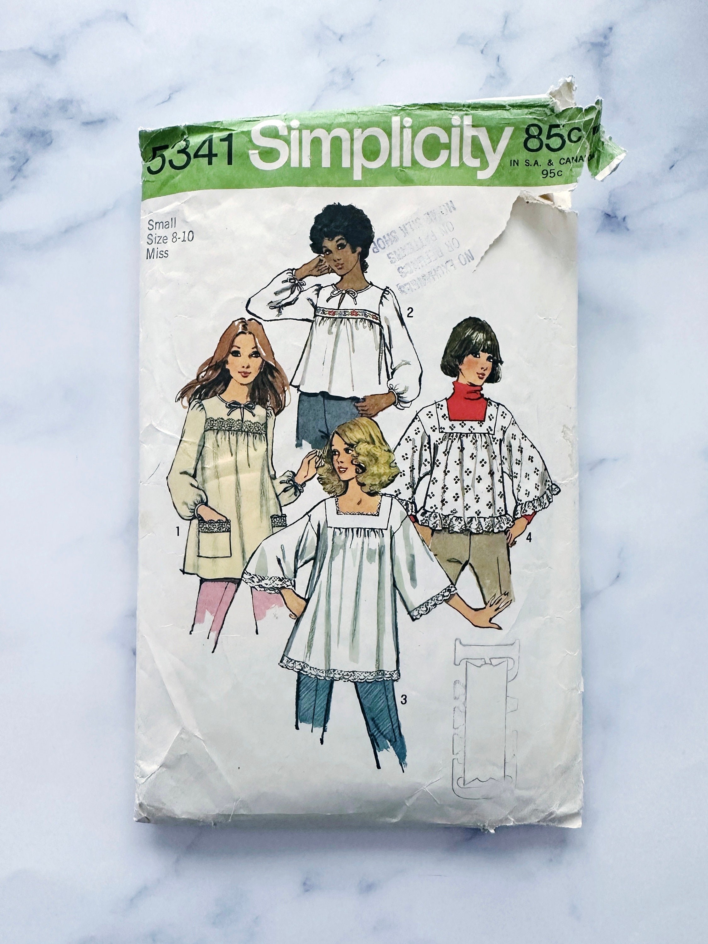 70s Simplicity 5341. Small 31-32 Bust. Retro Boho Smock Tunic Blouses ...