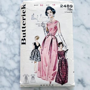 60s Butterick 2489. 32 Bust. Bell Skirted Full Pleated Evening Gown ...