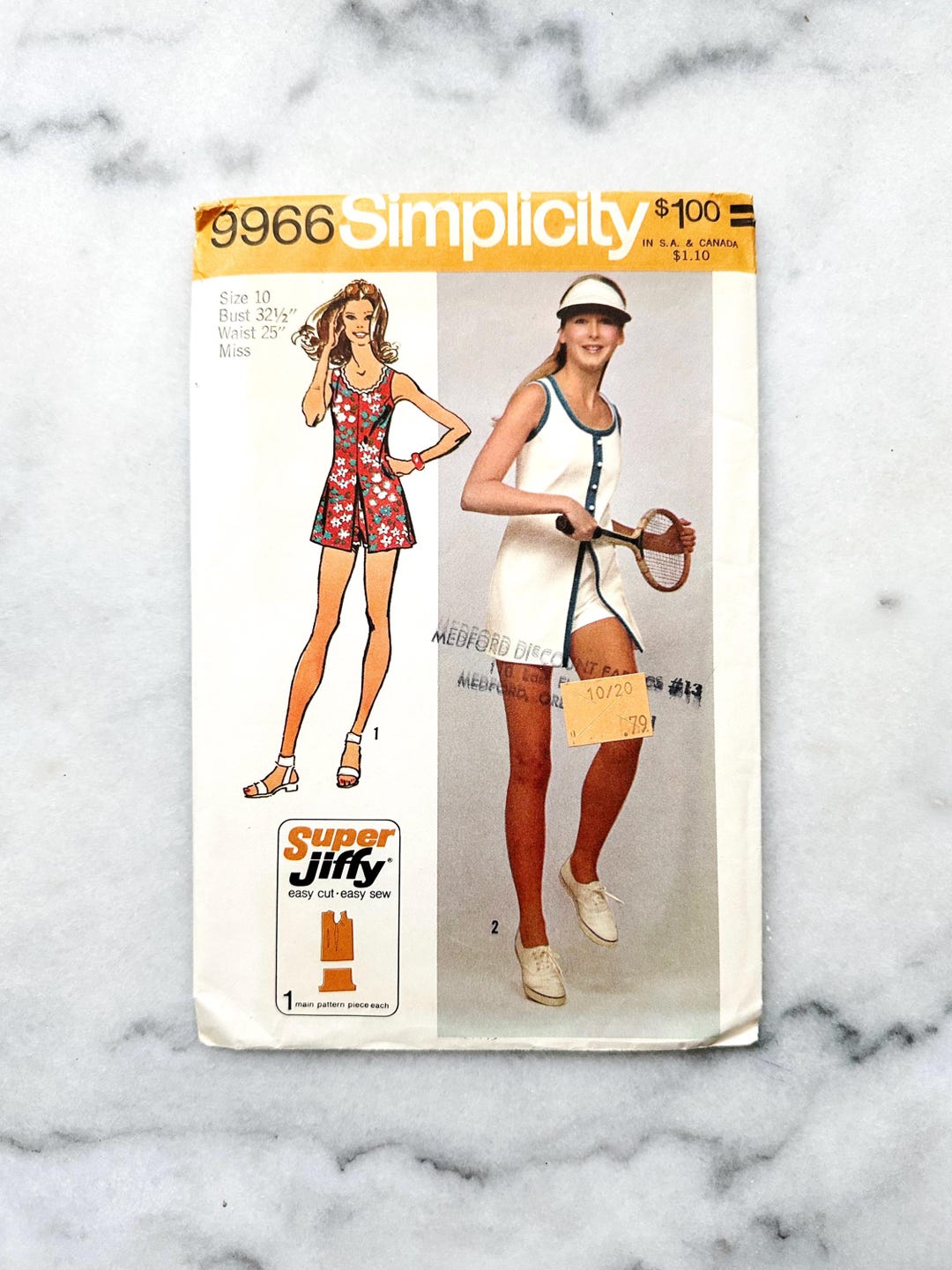 70s Simplicity 9966. 32 Bust. Mini Super Jiffy Tennis Dress. Fit and ...
