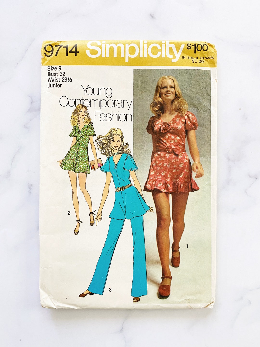 70s Simplicity 9714. 32 Bust Uncut Ff. Boho Retro Puff Sleeve Tunic ...