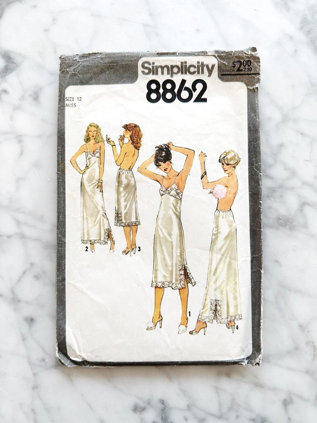 70s Simplicity 8862. 34 Bust. Full Half Skirt Slip Lace Trim Slip Dress ...