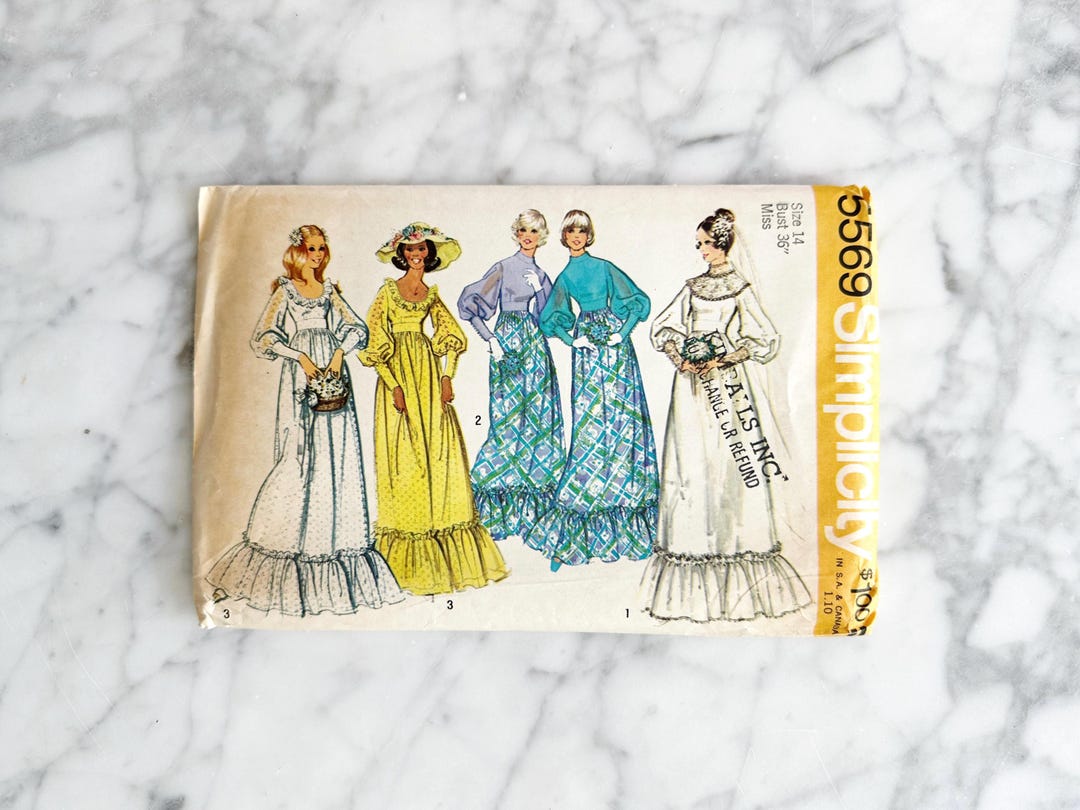 70s Simplicity 5569. 34, 36, 40 Bust. Prairie Cottage Core Boho Wedding ...