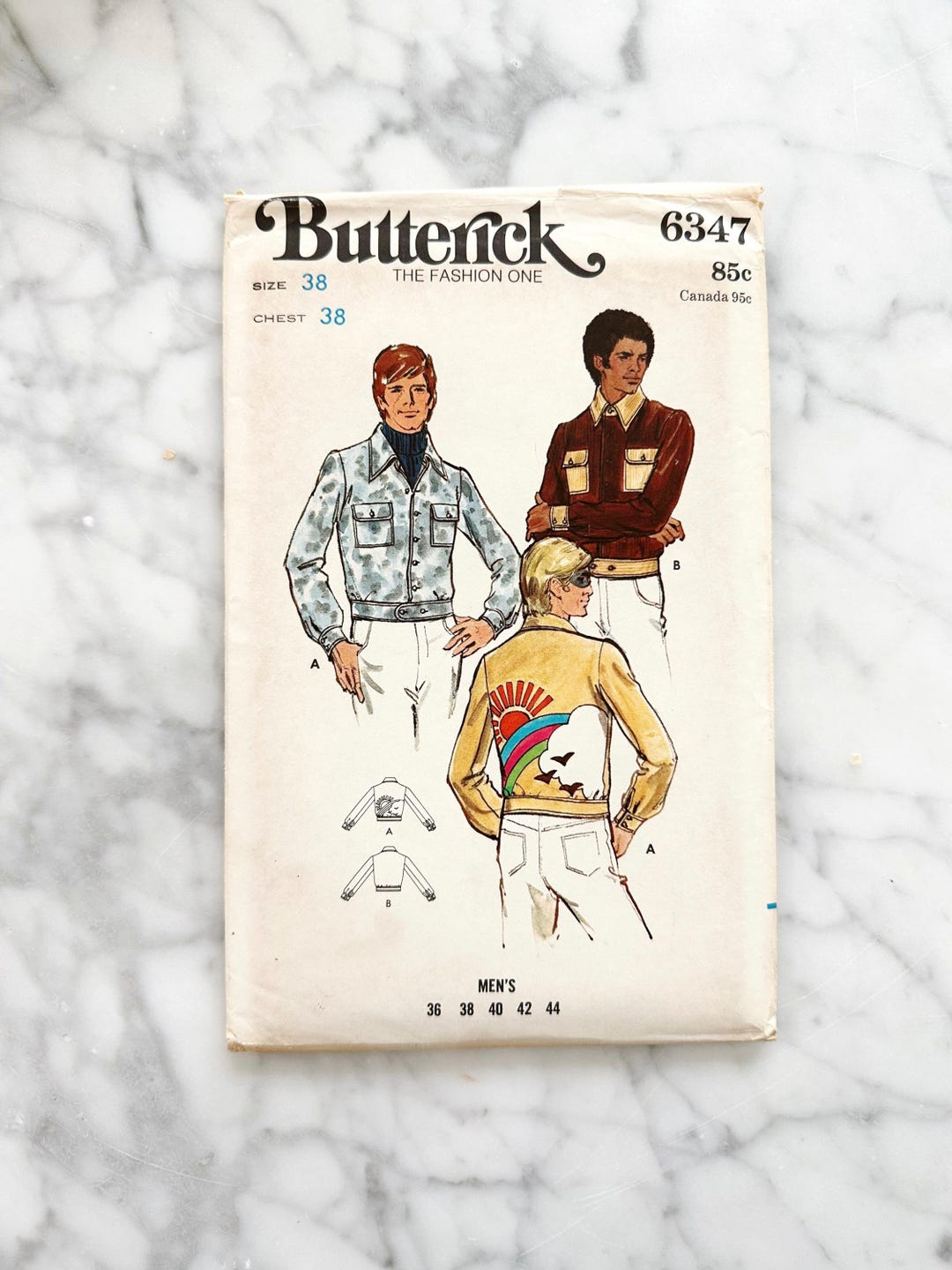 70s Butterick 6347. 38 Chest Ff. Vintage Mens / Boys Short Boxy Jean ...
