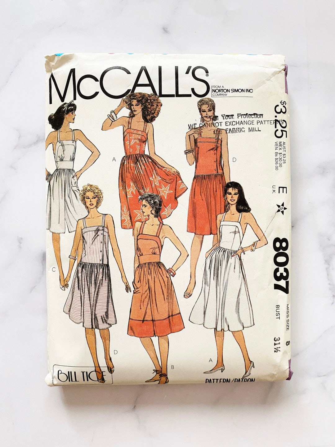80s Mccalls 8037. 31.5 Bust. Cottage Core Apron Cross Back Straps Full ...