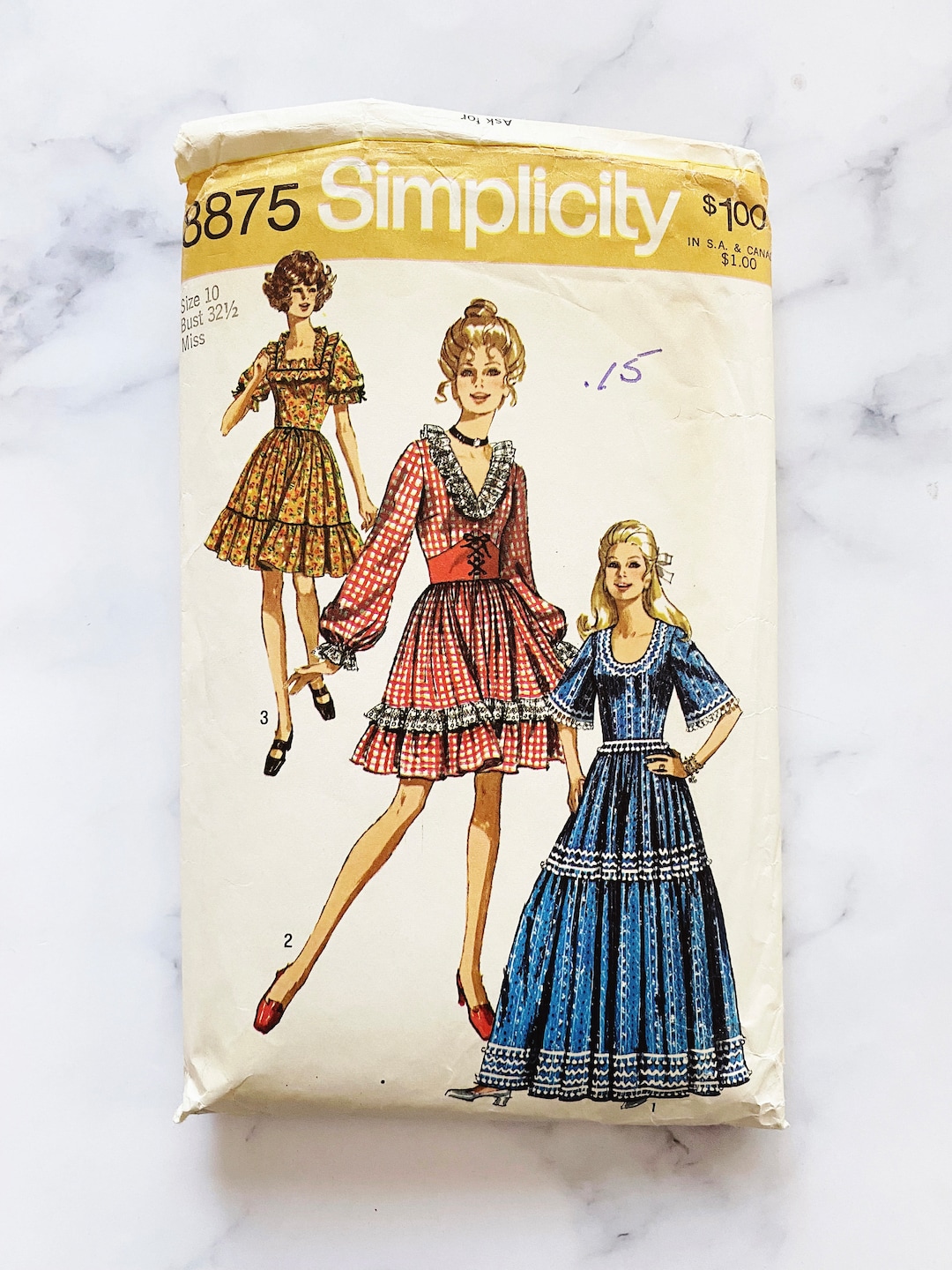 70s Simplicity 8875. 32, 34, 36, 38 Gunne Sax Style Prairie Cottage ...