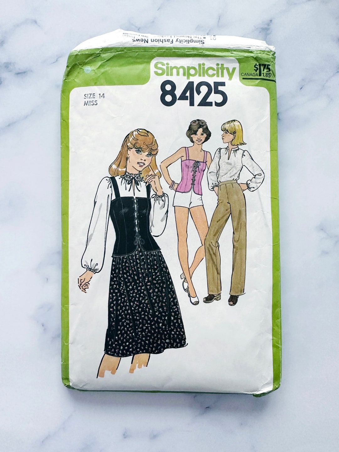 70s Simplicity 8425. 36 Bust Peplum Square Neck Corset Blouse - Etsy