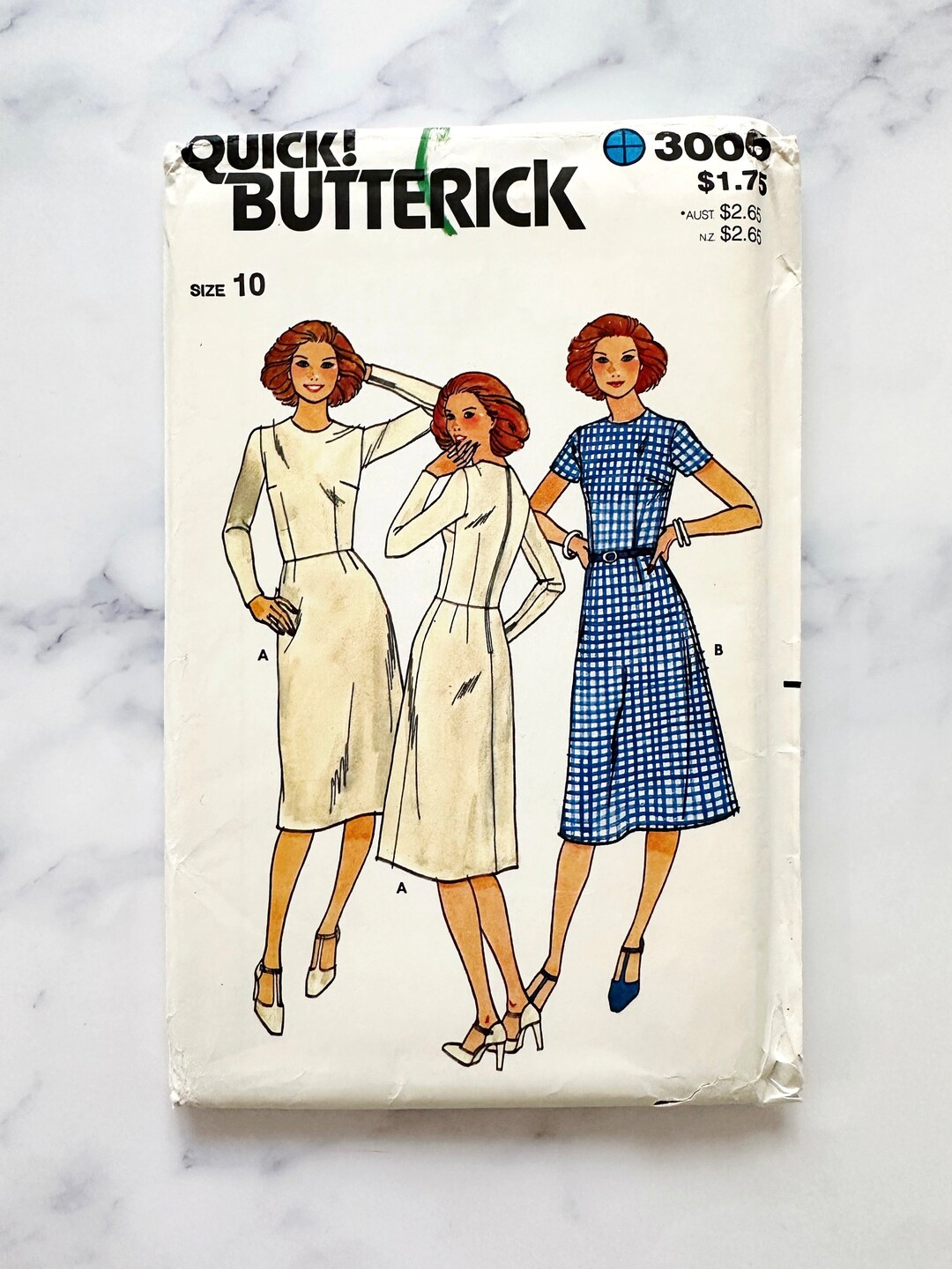 80s Butterick 3006. 32.5 Bust Ff. Sloper Dress Block Long Sleeve Jewel ...