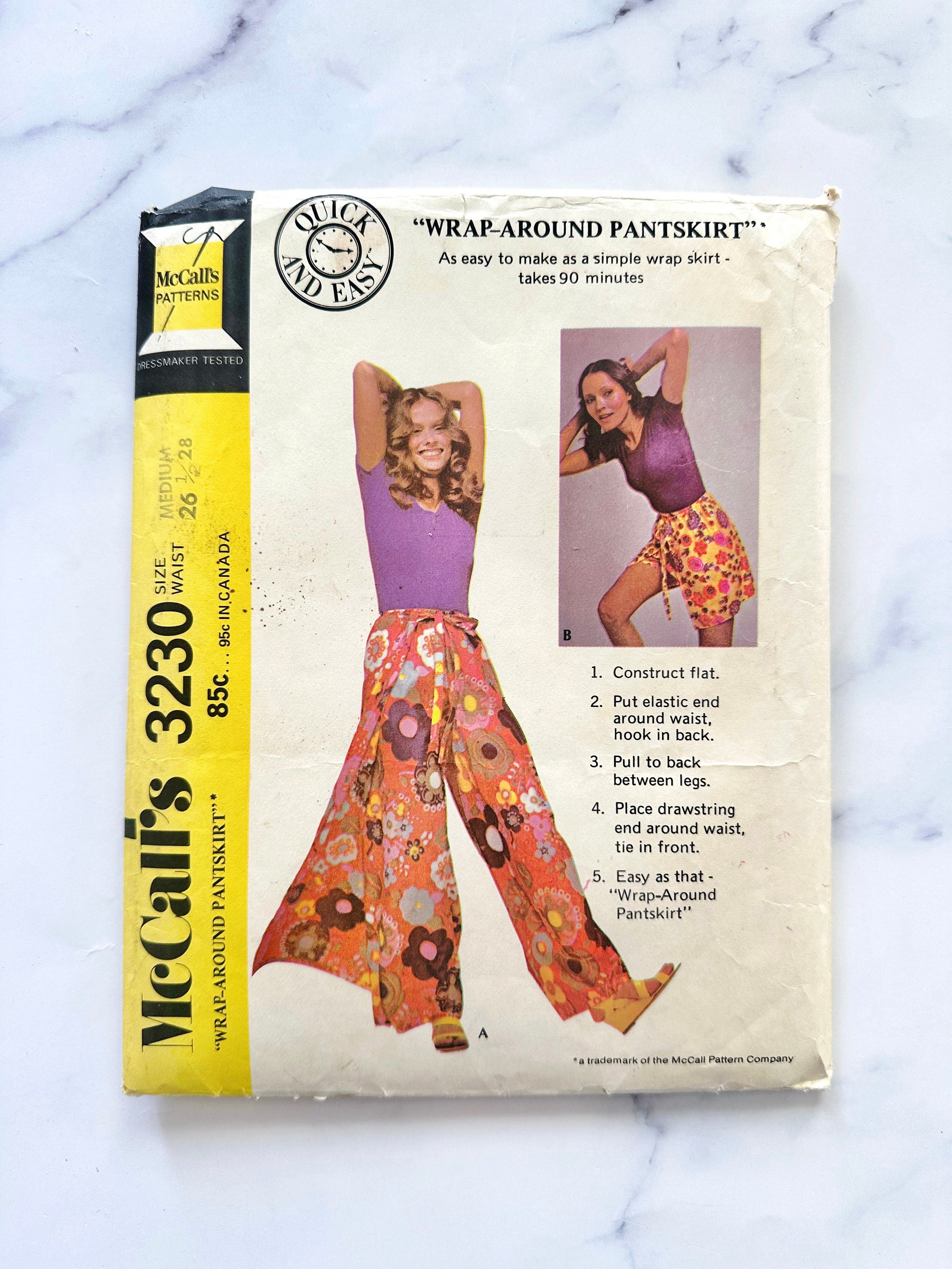 70s Mccalls 3230. Medium Palazzo Wide Leg Tie Front Pant Skirt. One ...