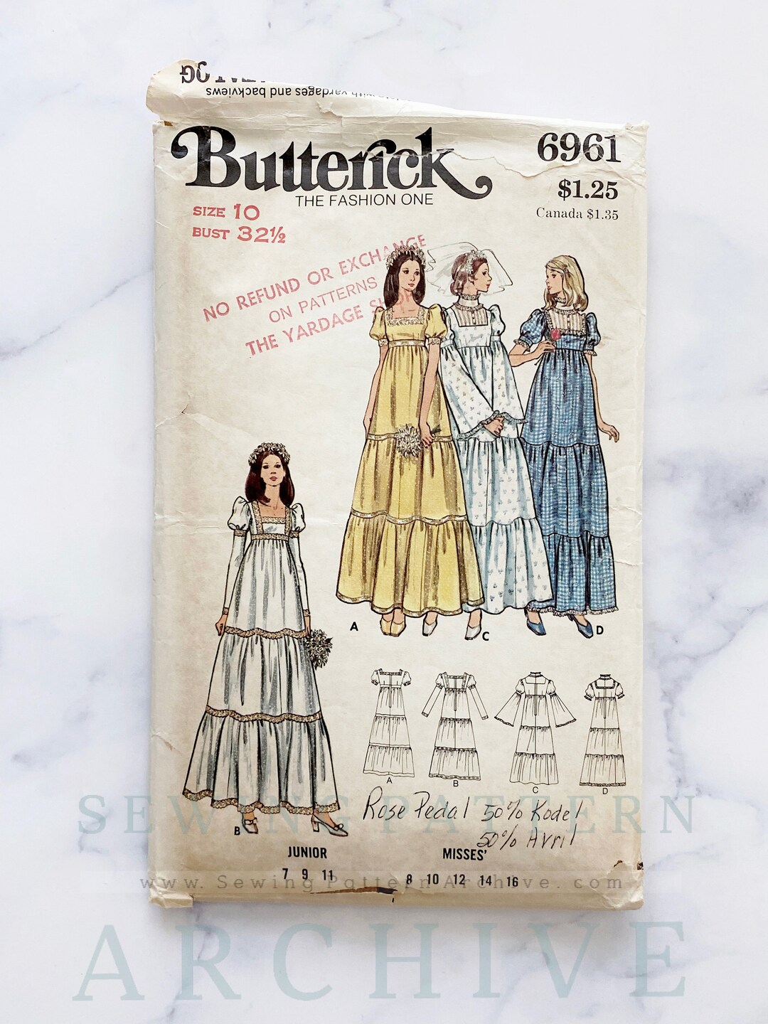 70er Butterick 6961. 32.5 Büste Puff Glockenärmel Brautjungfer - Etsy ...