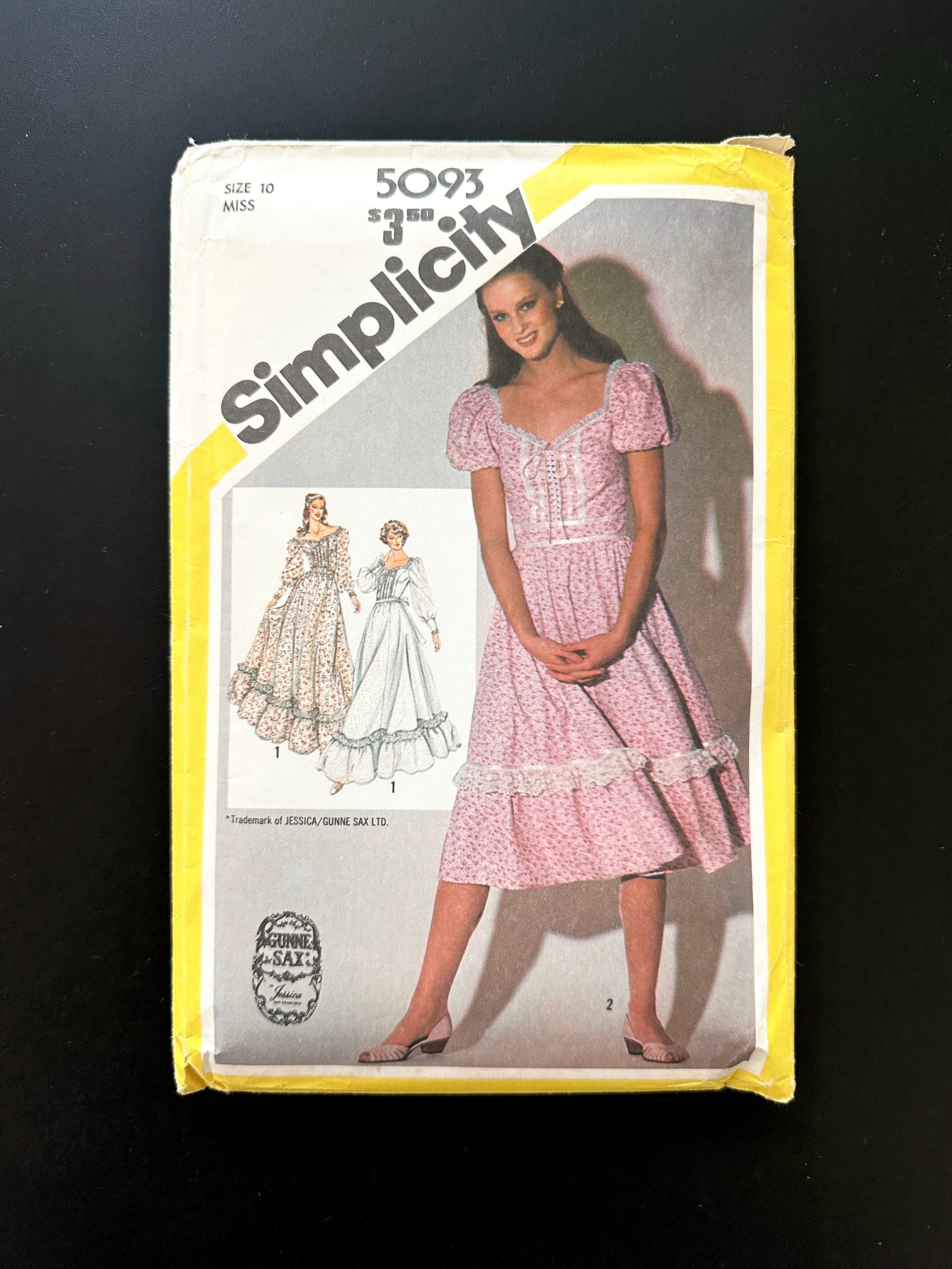 80s Simplicity 5093 32 Bust Uncut Ff Gunne Sax Sweetheart Neckline Long ...