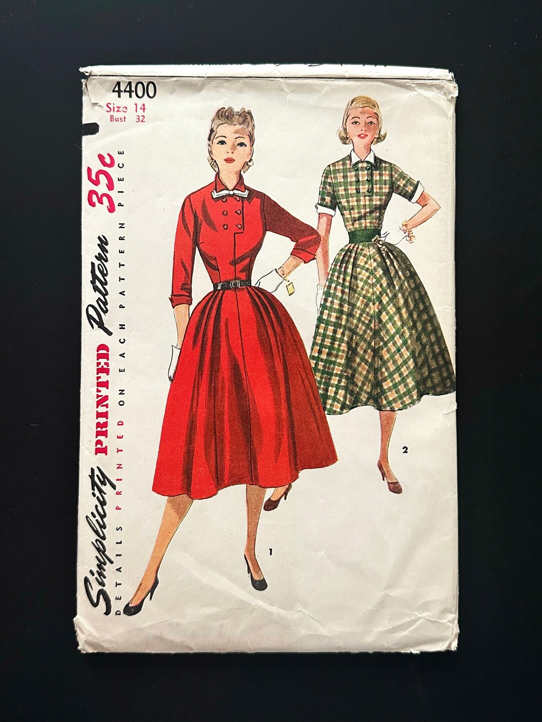 50s Simplicity 4400. 32 Bust. Double Breasted Placket Day Button Shirt ...