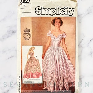 80s Simplicity 6827. 30 Bust. Gunne Sax Cotillion Ruffle Princess Dress ...