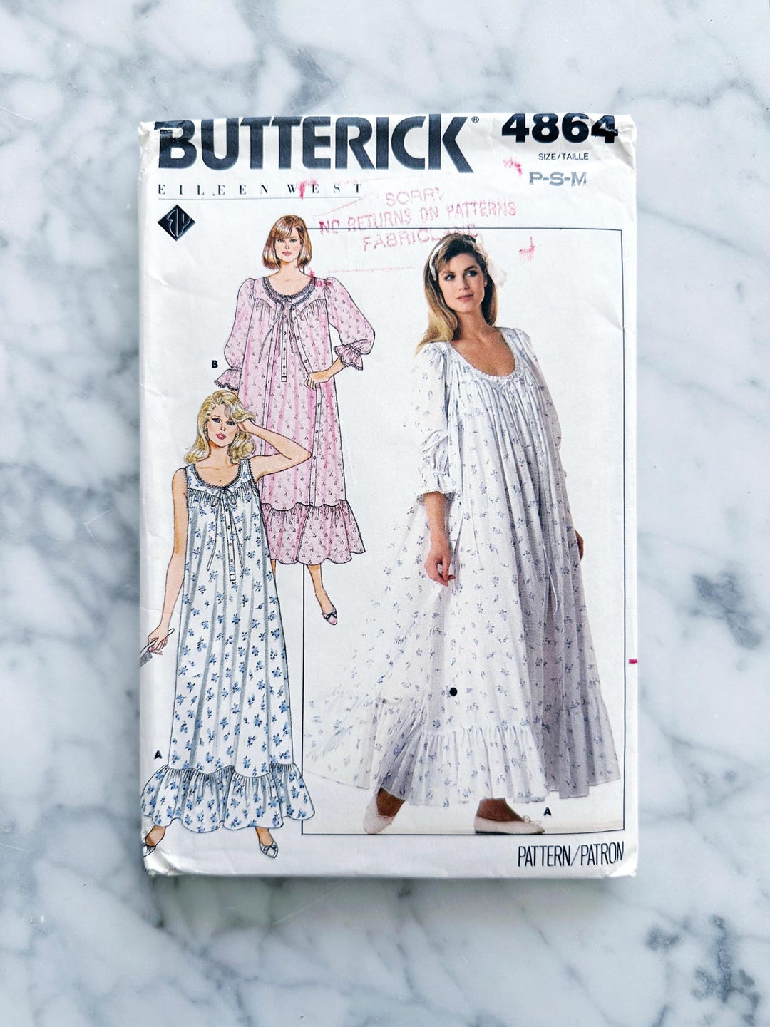 80s Butterick 4864. PSM. Eileen West Loose Maxi Nightgown House Dress ...