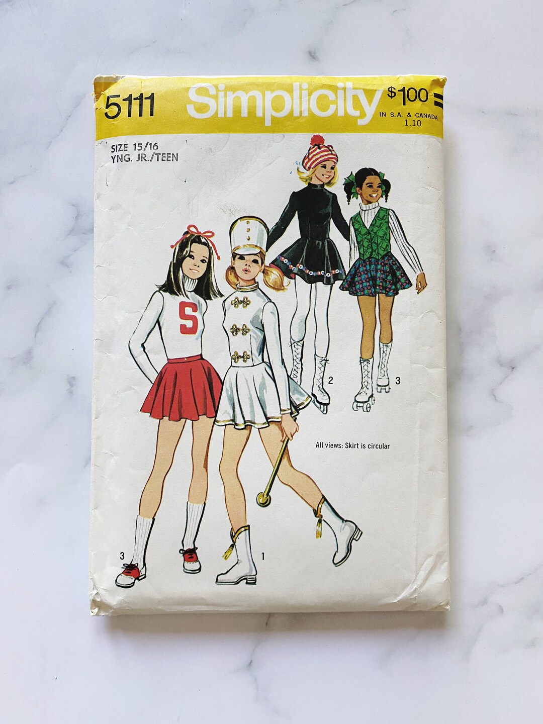 70s Simplicity 5111. 35 Bust. Cheerleader Skating Uniform Dress Bloomer ...