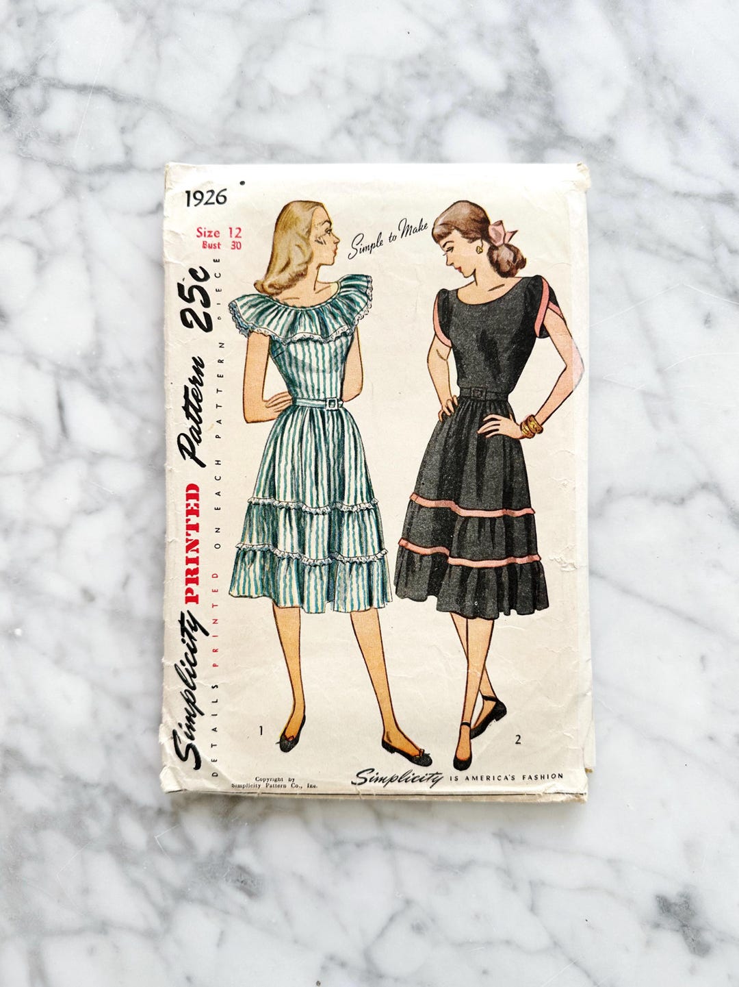 Simplicity 1926 – Bust 30. Boho 40s Tiered-skirt Dress With Ruffle Yoke ...
