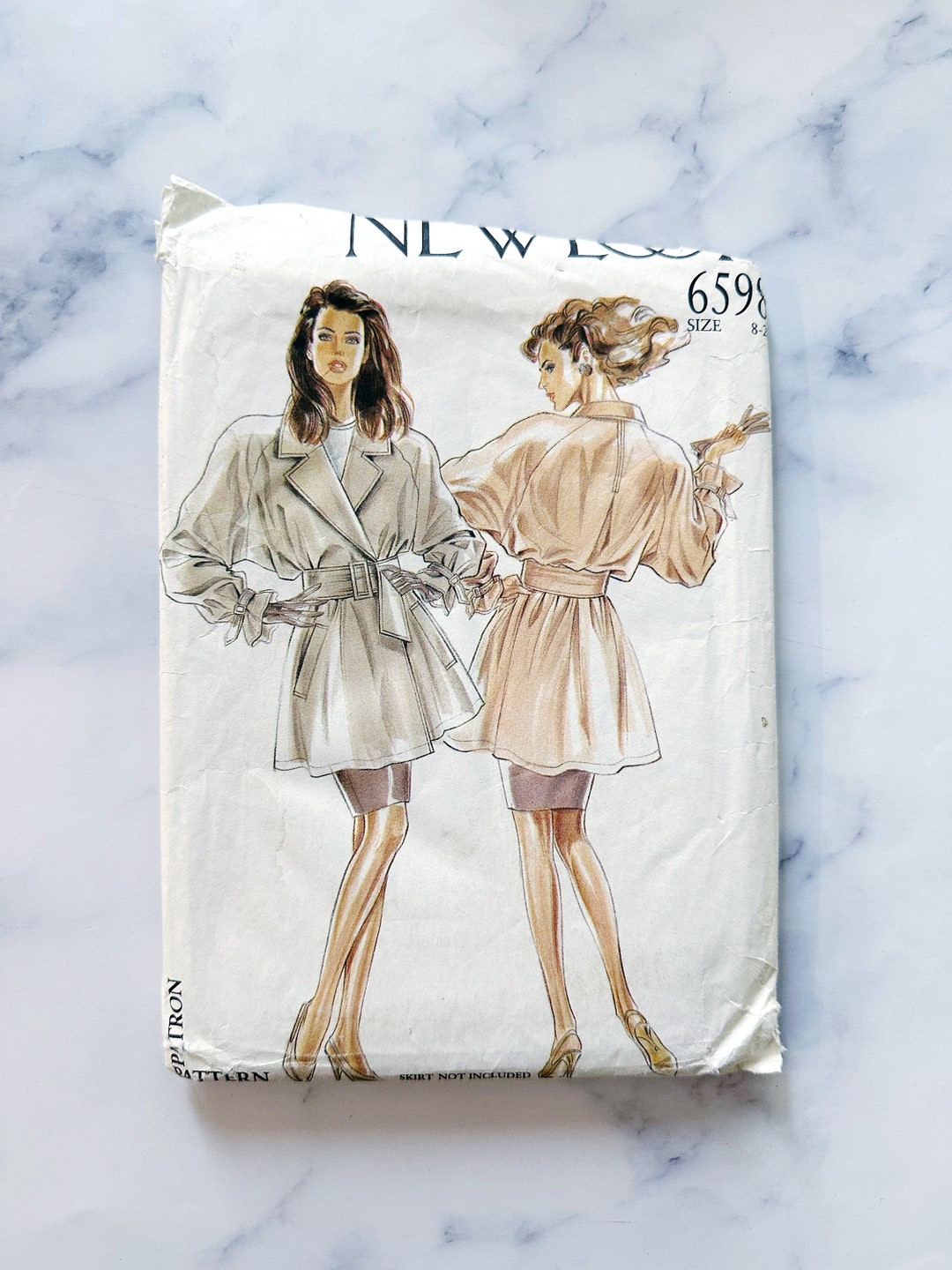 80s New Look 6598 8-18. Retro Short Wide Swing Trench Coat. Wide ...
