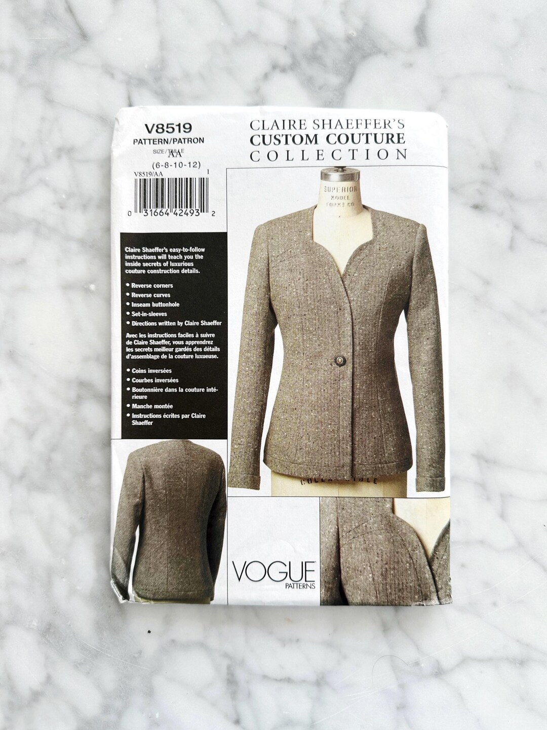 Vogue 8519 – Bust 34. 2000s Couture Jacket With Tailoring Detail ...