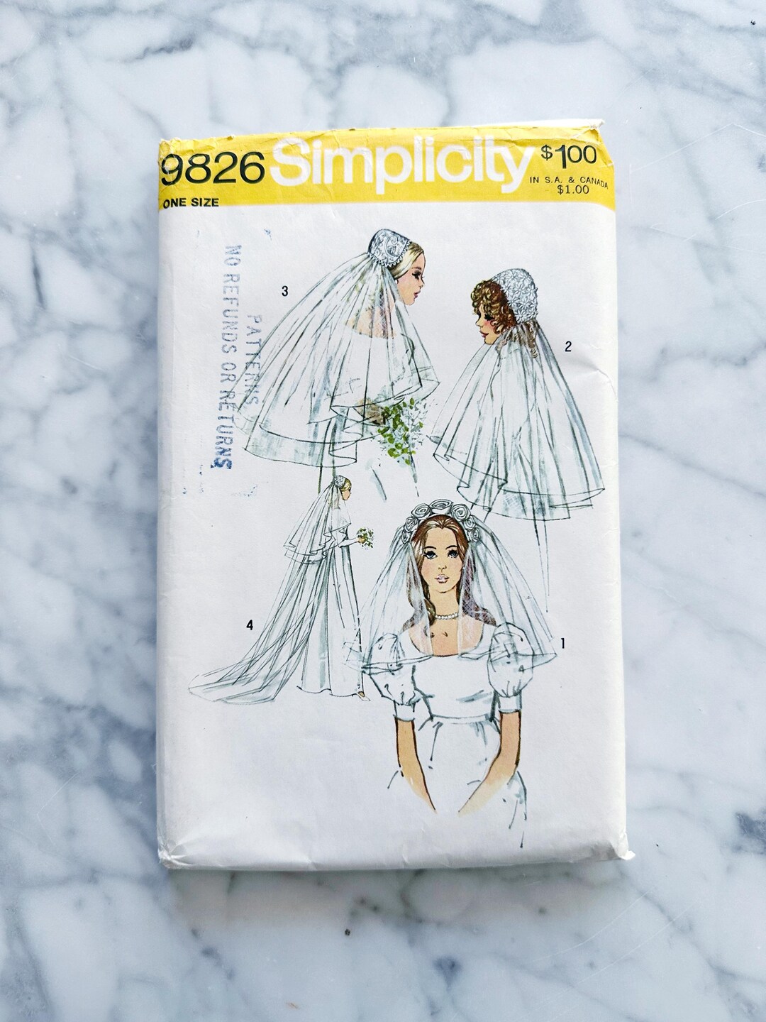 70s Simplicity 9826. OS Uncut Ff. Set of Bridal Veils and Hats. Long ...