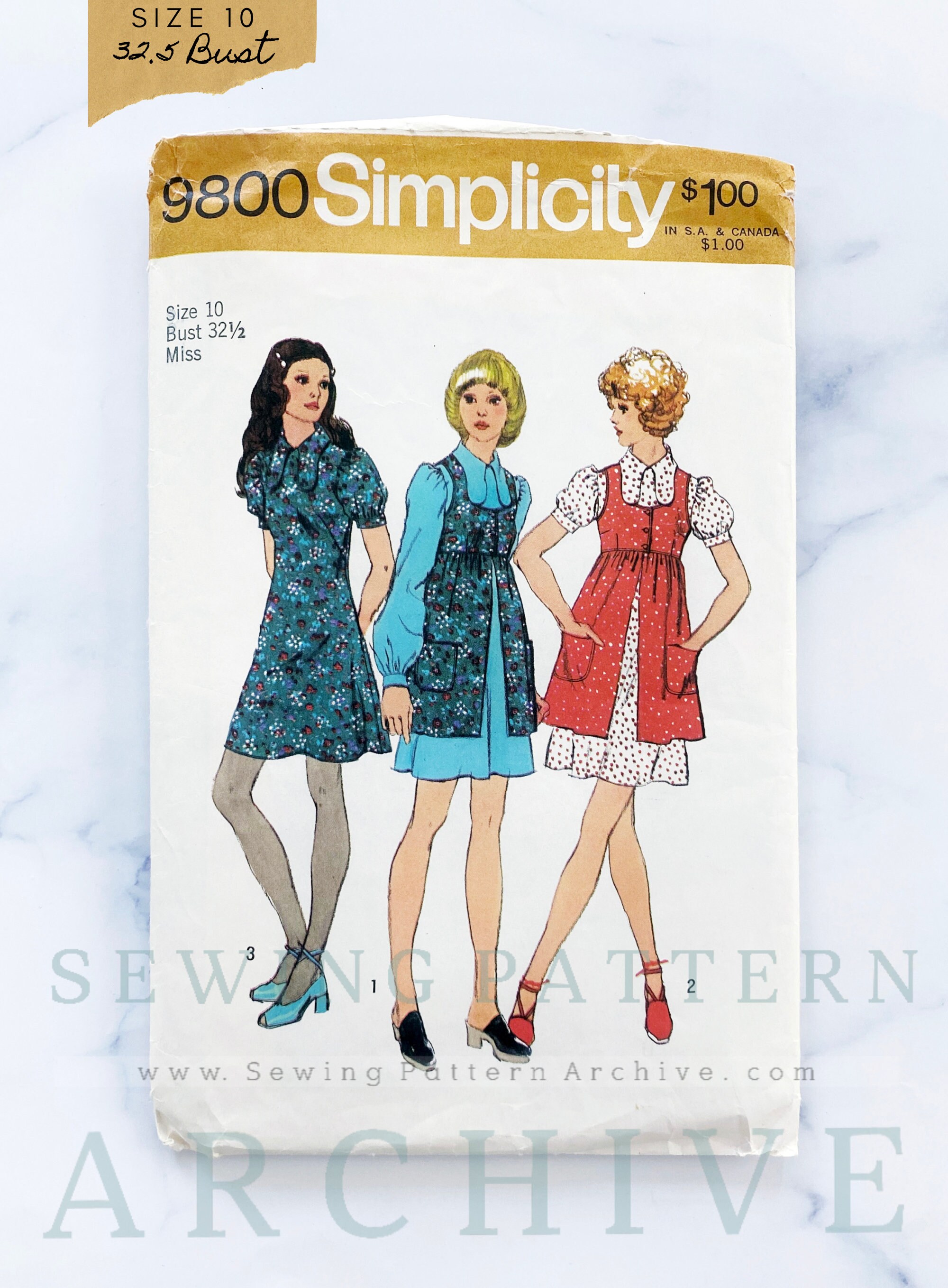 70s Simplicity 9800 32 34 Bust. Empire Waist Baby Doll Cottage Core ...