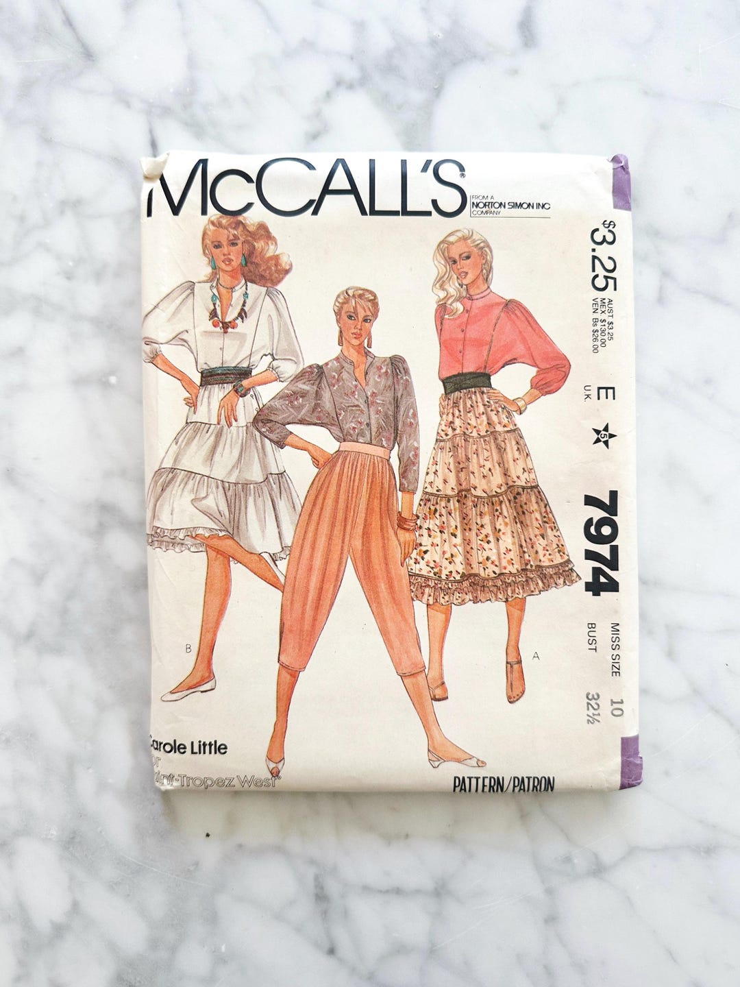 Mccalls 7974 – Bust 32.5. 1980s Carol Little Dolman Sleeve Boho Blouse ...