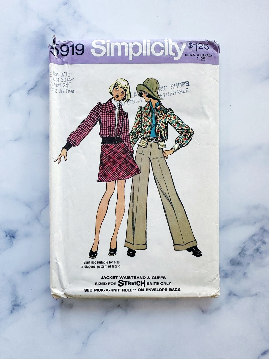 70s Simplicity 5919. 30 Bust Ff. Cropped Bomber Jacket, Wide Leg Cuffed ...