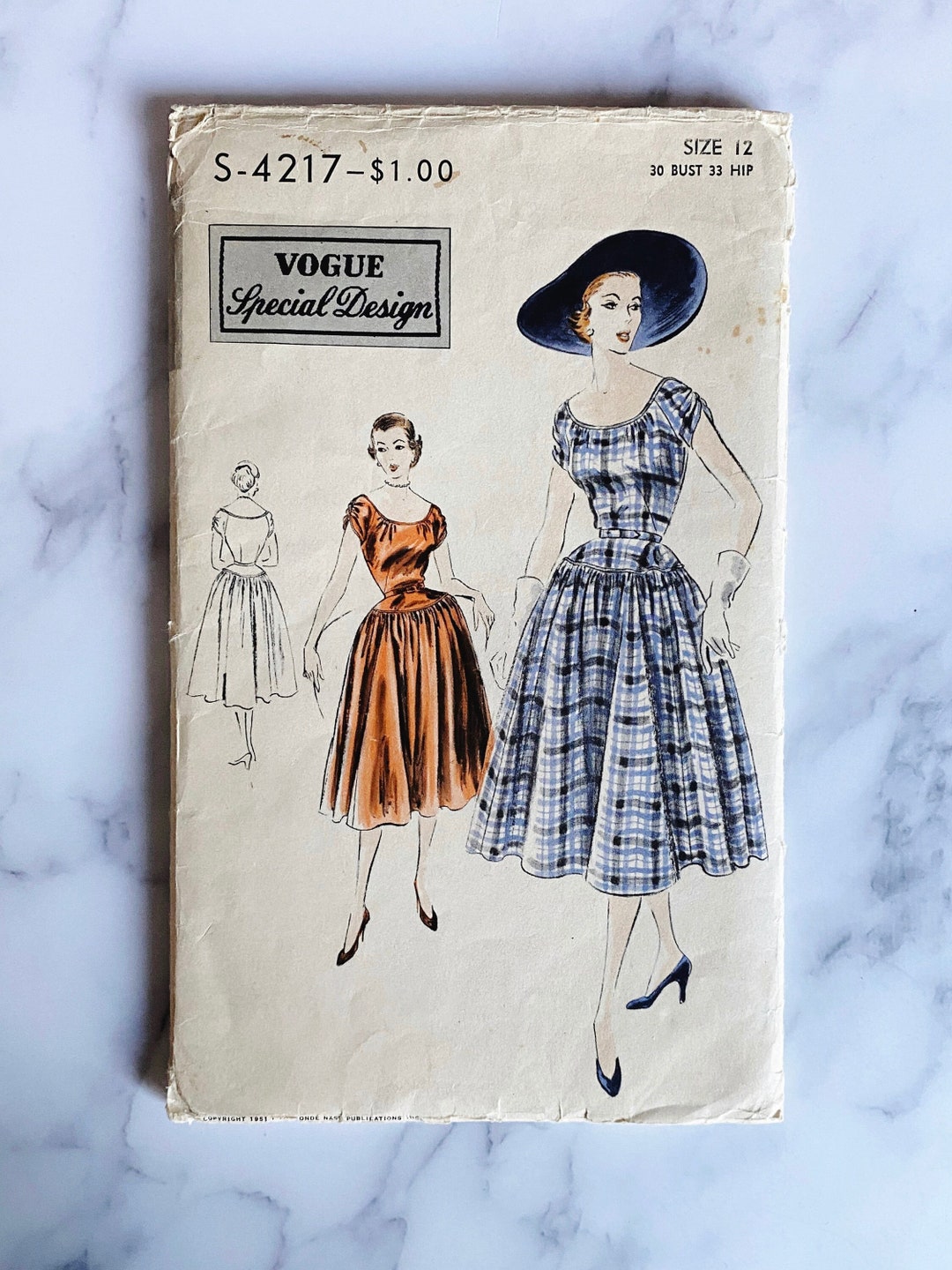 50s Vogue Special Design S 4217. 30 Bust. Gathered Full Skirt Yoke ...