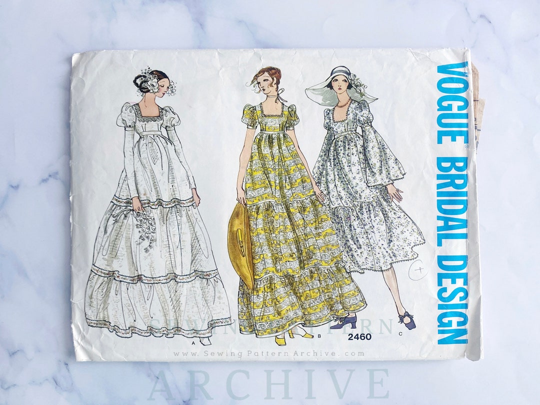70s Vogue 2460. 32, 34 Bust. Puff Sleeve Bridesmaid Cottage Core ...