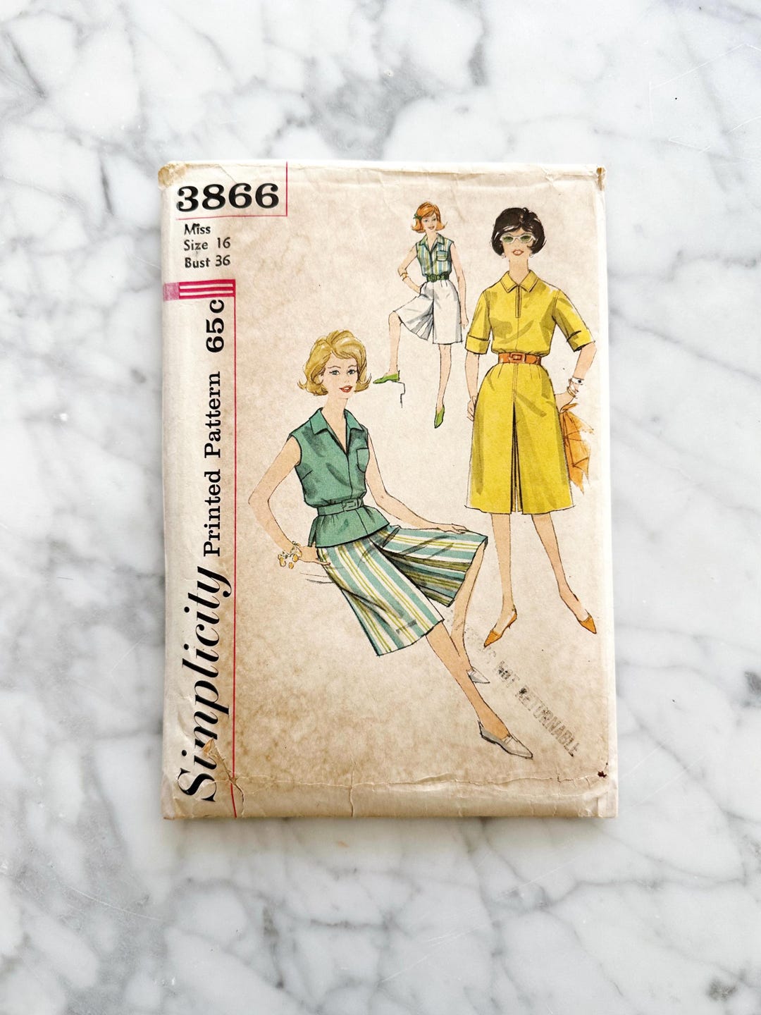 60s Simplicity 3866. 36 Bust. Wide Leg Knee Length Culottes + Collar ...