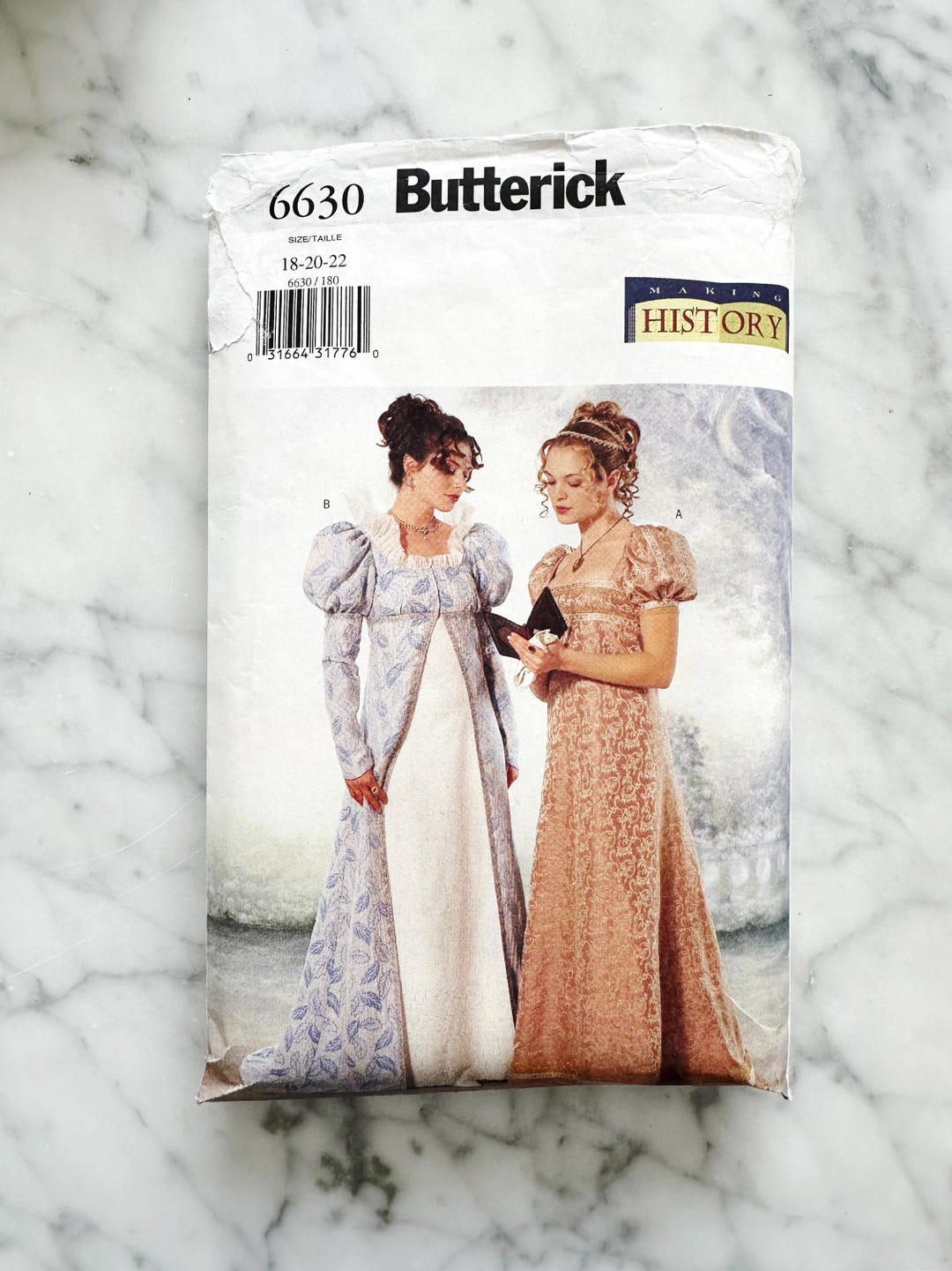 90s Butterick 6630. 12-16, 18-22 Ff Making History Regency Bridgerton ...