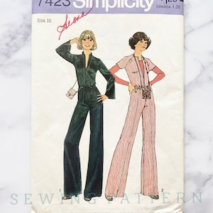 70s Simplicity 7423. 32, 34 Bust Uncut Ff. Wide Leg Jumpsuit. Short ...