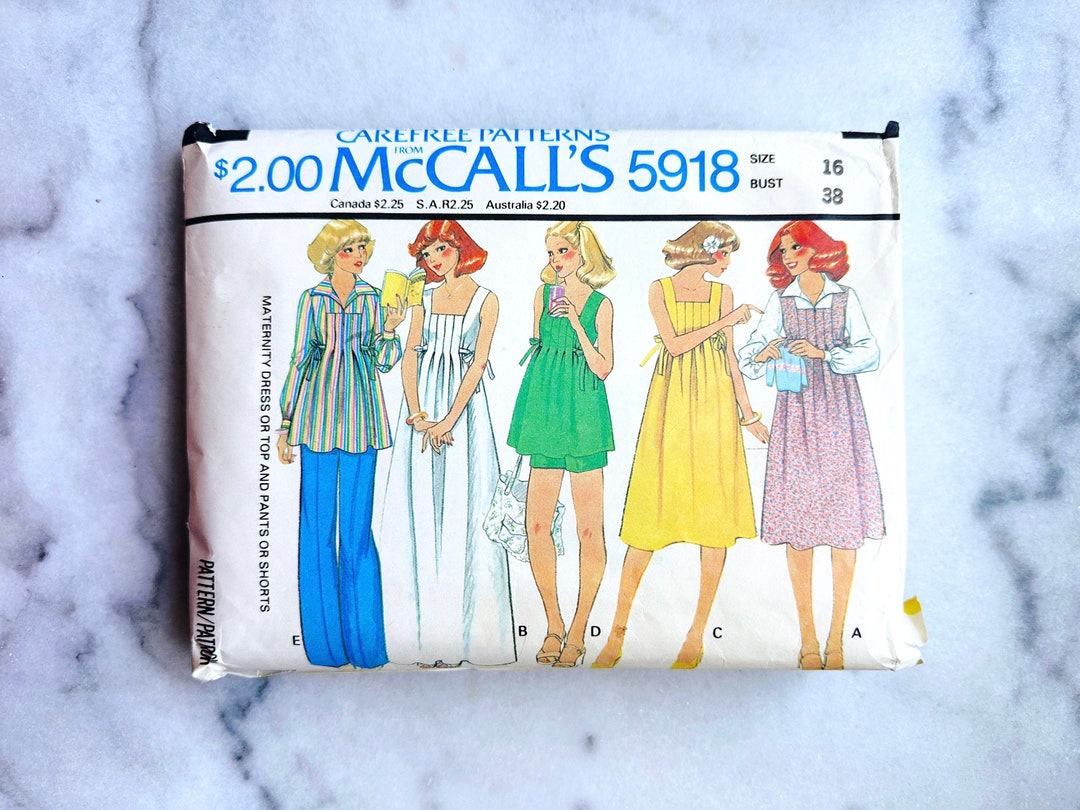 70s Mccalls 5918. 38 Bust. Retro Pintuck Front Pleat Apron Dress or ...