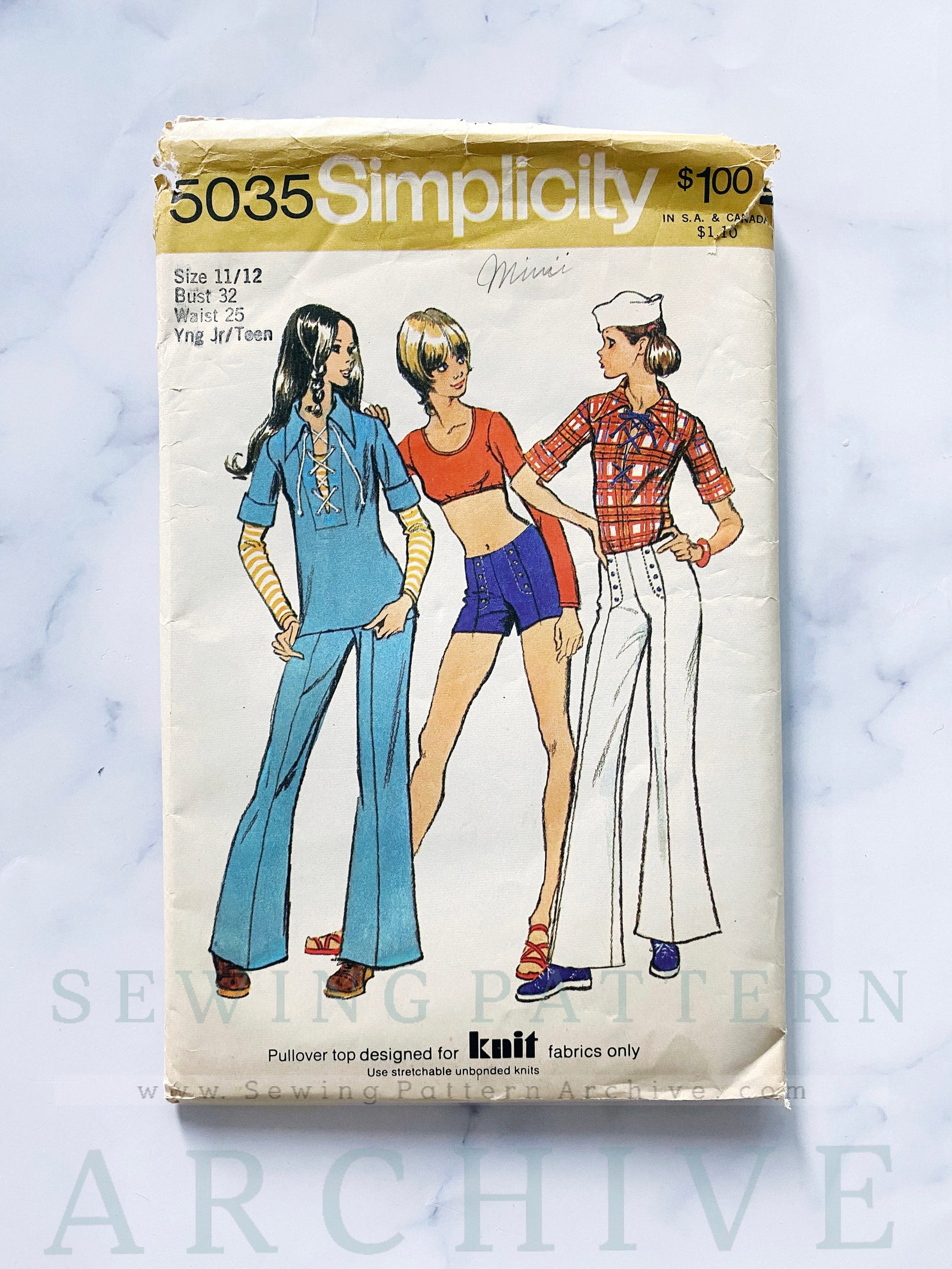 70s Simplicity 5035. 32 Bust. Bell Bottom Hip Huggers. Sailor - Etsy