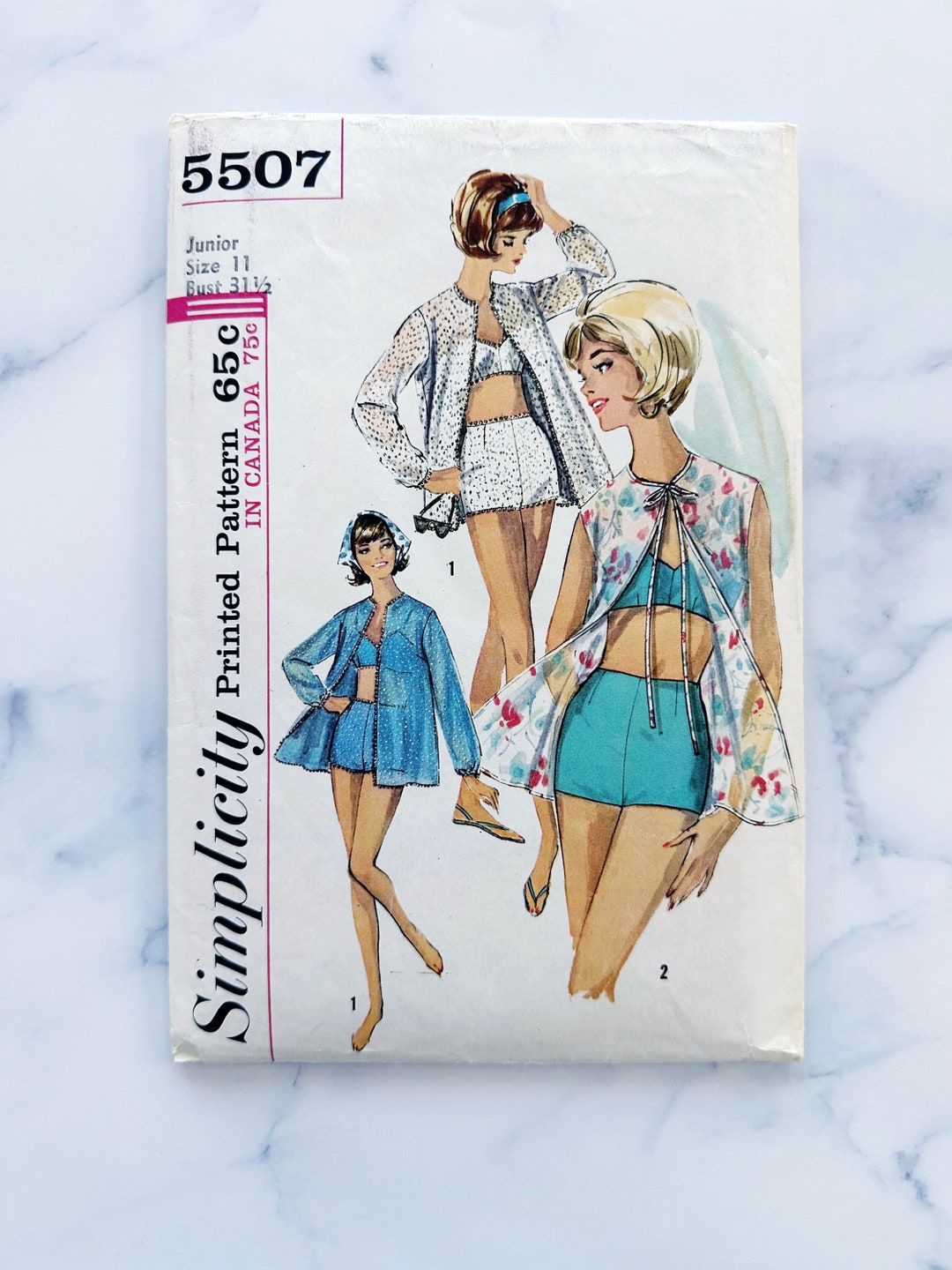 60s Simplicity 5507. 31 Bust. Two Piece Bathing Swim Suit Bikini, High ...