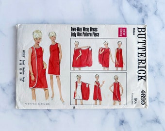 Butterick 4699 1960s Misses 3 Armhole Wrap Dress Pattern Womens Vintage ...