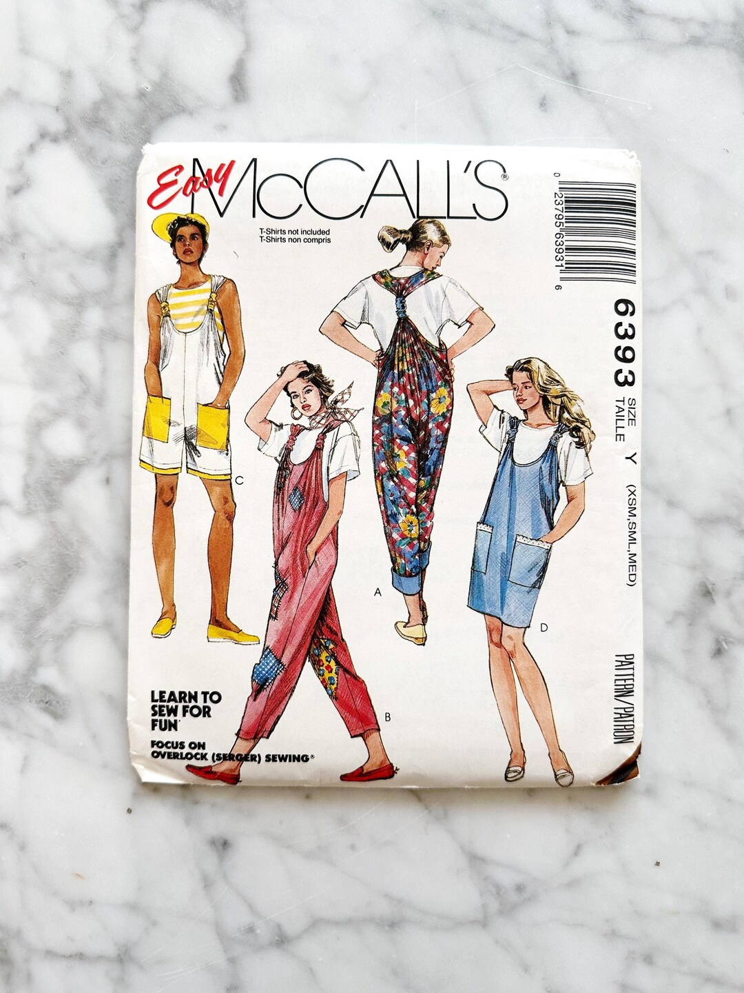 90s Mccalls 6393. XS-M, L-XL Uncut Ff. Overalls Crush Over Jumpsuit ...