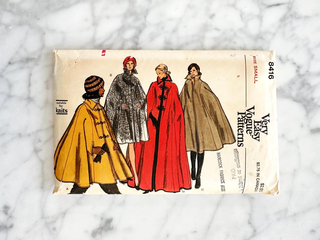 70s Vogue 8416. Small 31-32 Bust. Retro Mod Turn up Collar Long Maxi ...