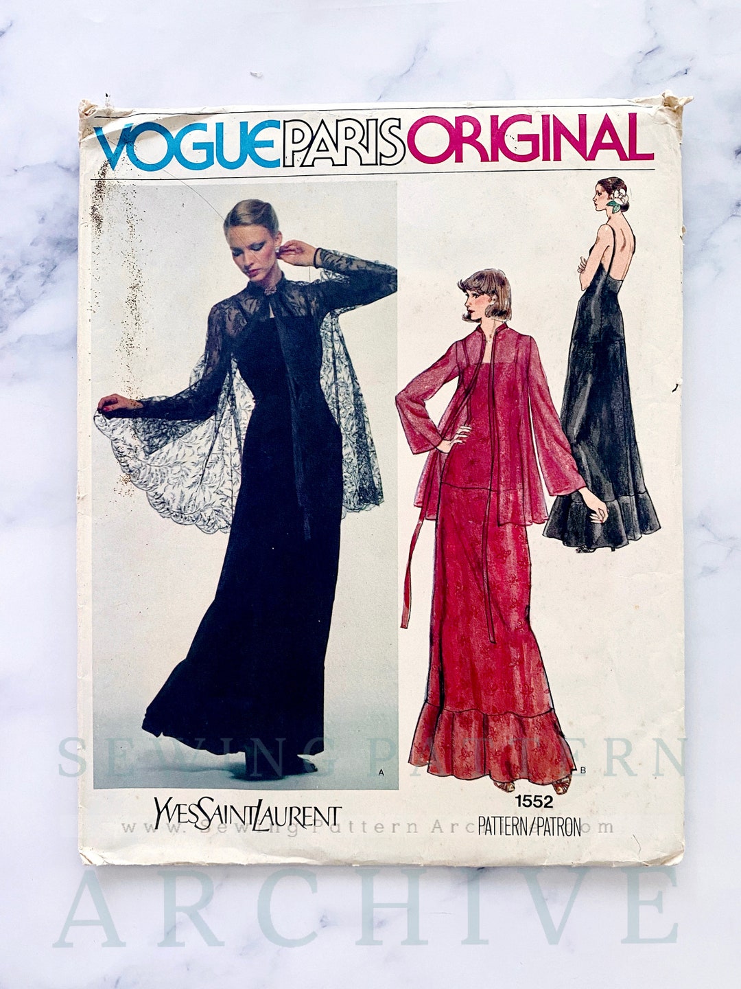 70s Vogue 1552. 34 Bust Uncut Ff. YSL Tier Ruffle Skirt Maxi Evening ...