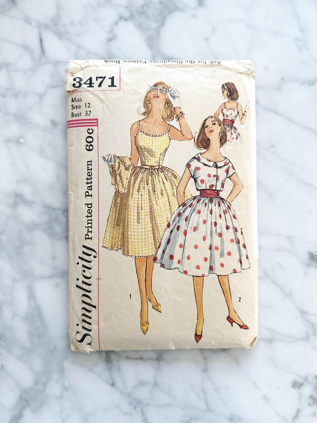 60s Simplicity 3471. 32, 36 Bust. Mod Retro Fit and Flare Day Dress ...