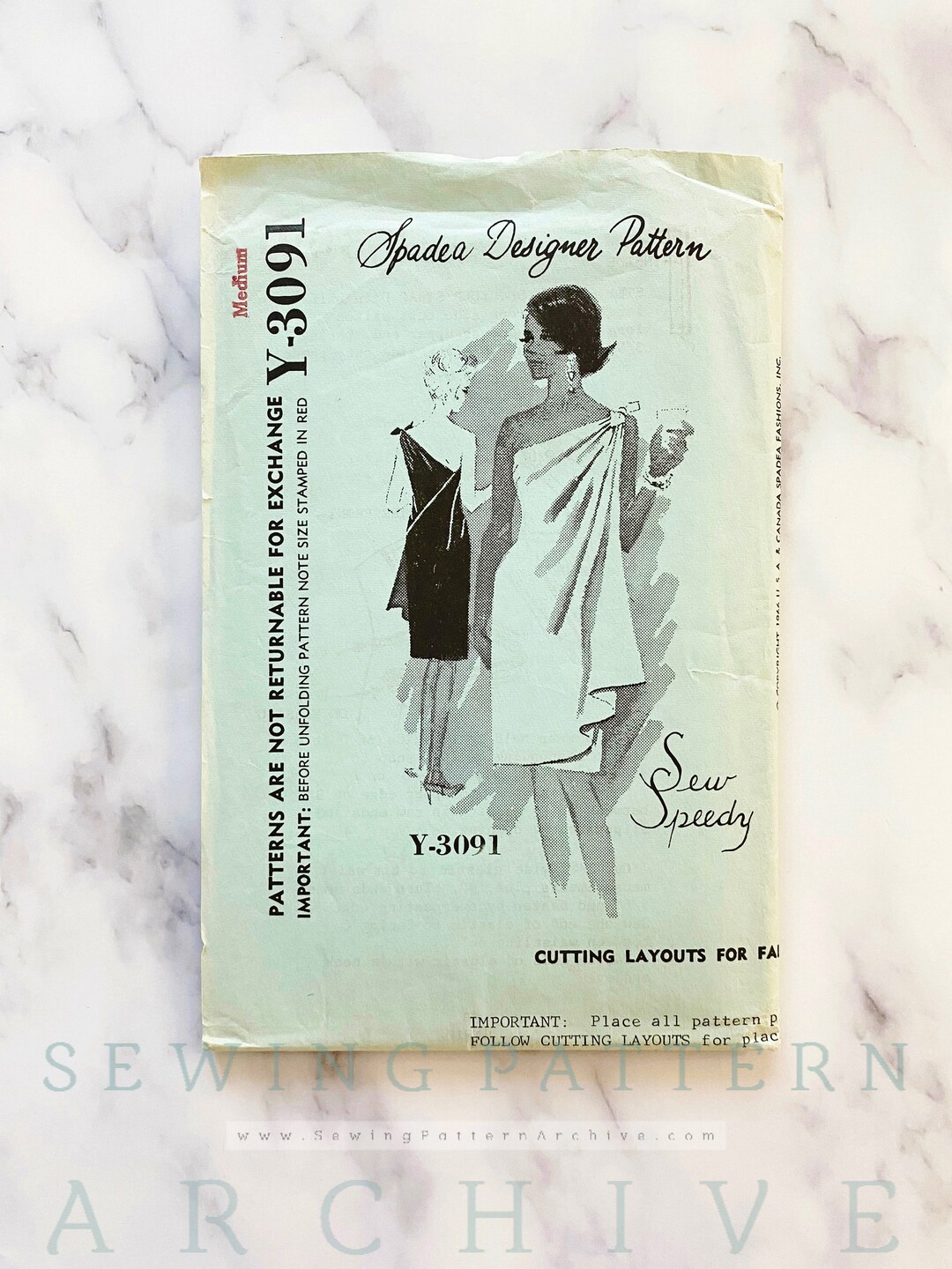 60s Spadea Y 3091. 34-35 Bust Ff. Unprinted, Mail Order Sew Speedy ...