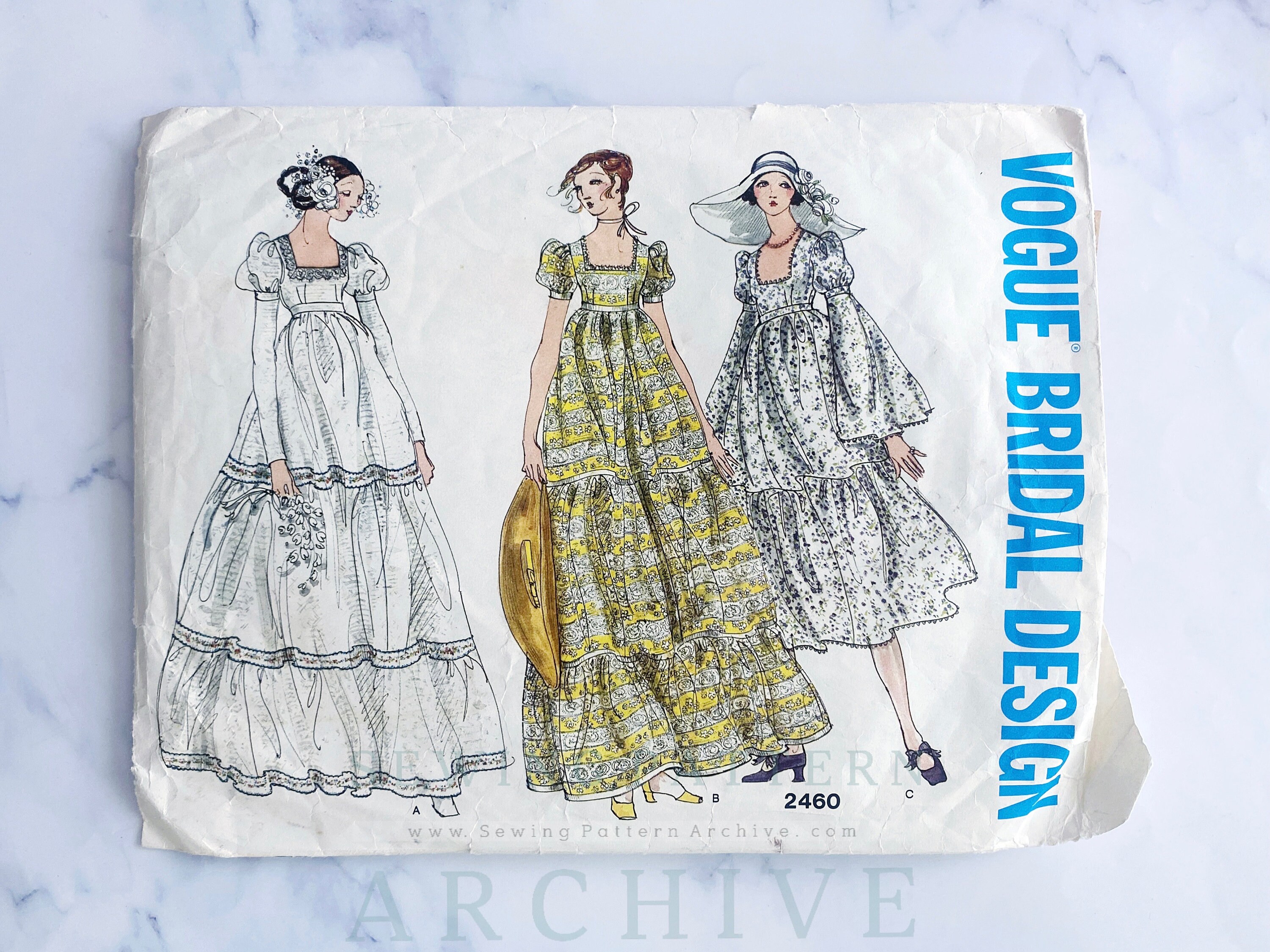 70s Vogue 2460. 32, 34 Bust. Puff Sleeve Bridesmaid Cottage Core ...