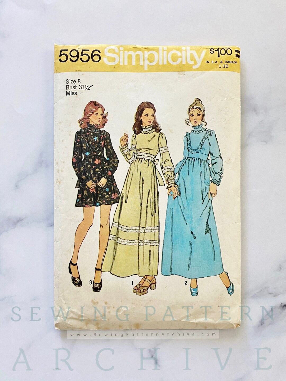 70s Simplicity 5956. 31.5 Bust. Gunne Sax Prairie Cottage Core Maxi ...