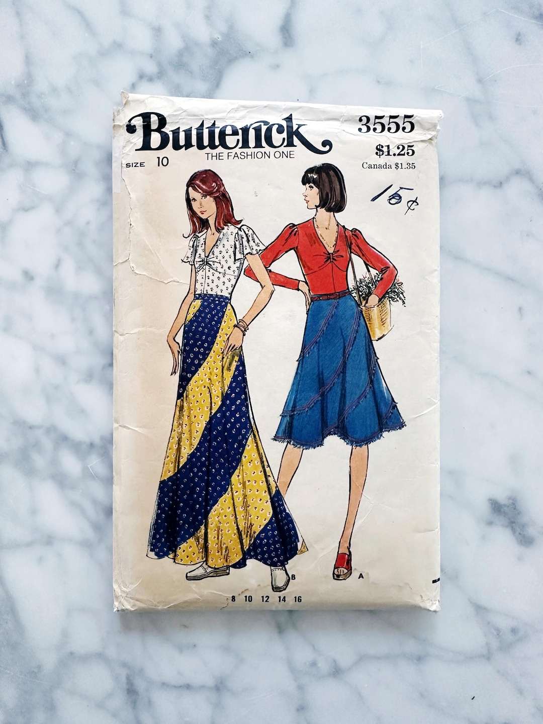 Butterick 3555. 25 or 26 Waist. 70s Bias Swirl Skirt. Full Flared Knee ...