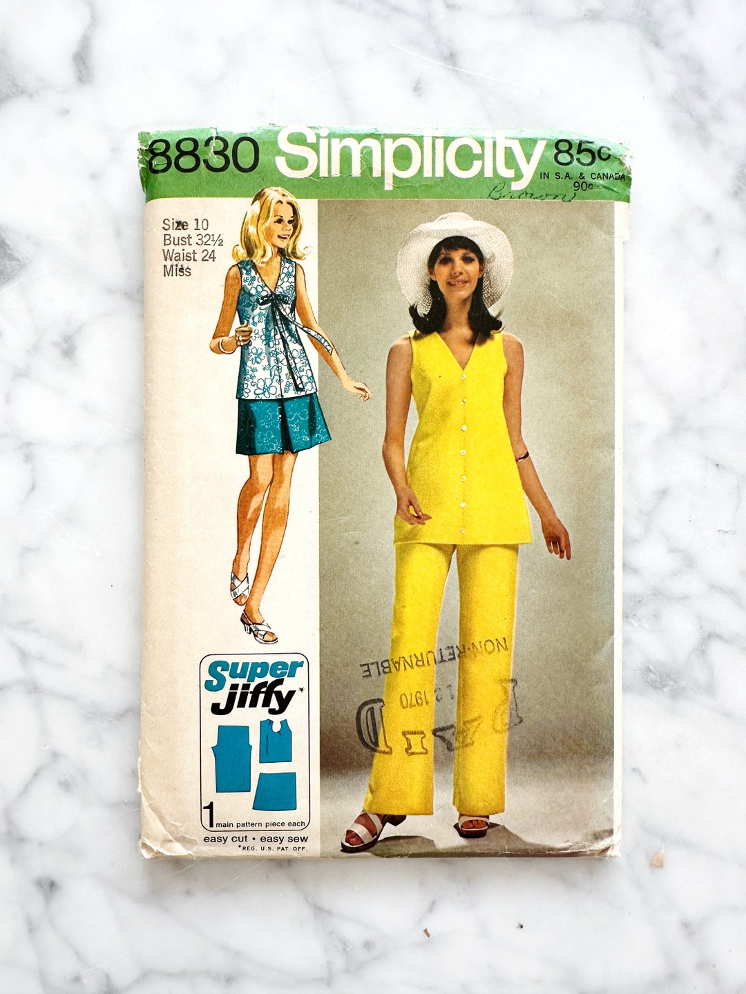 70s Simplicity 8830. 32, 42 Bust. Retro Mod Jiffy Tunic Button Vest ...