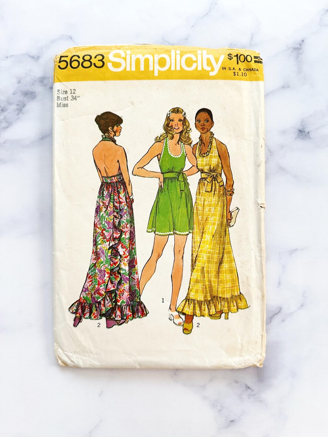 70s Simplicity 5683. 34 Bust Retro Prairie Boho Halter Open Back Wrap ...