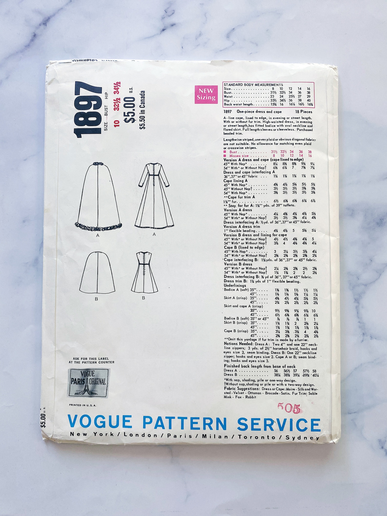 60s Vogue Paris Original 1897. 32, 34 Bust. UNCUT Ff. YSL Yves Saint ...