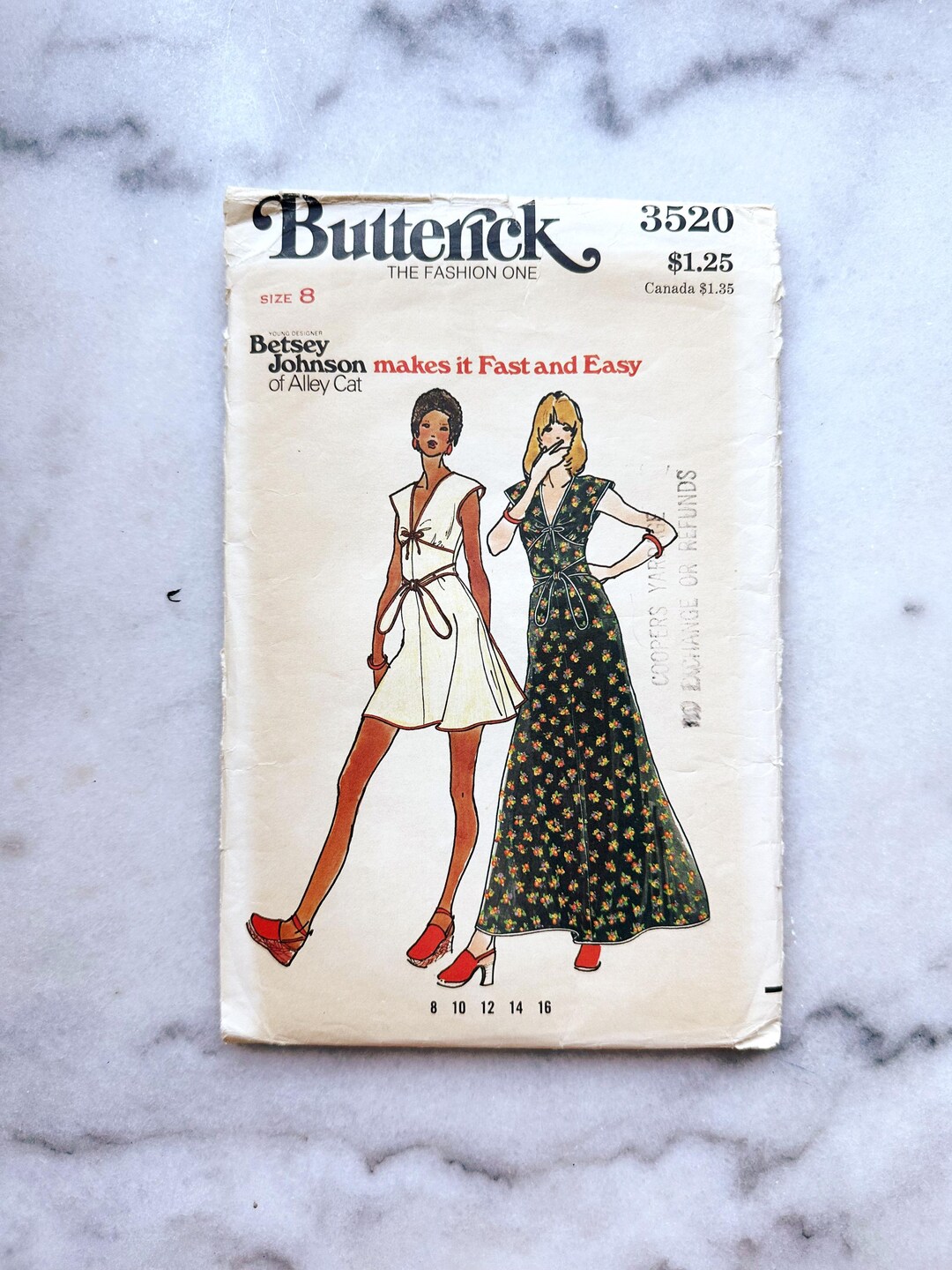 Butterick 3520 – Bust 31.5. 1970s Betsey Johnson Wrap Dress With Cap ...