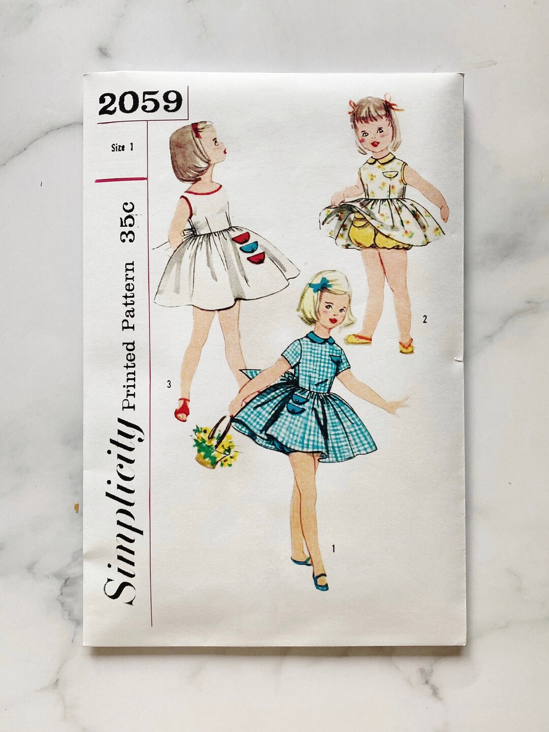 50s Simplicity 2059 Uncut Ff (READ DESC) Girls Round Collar Dress ...