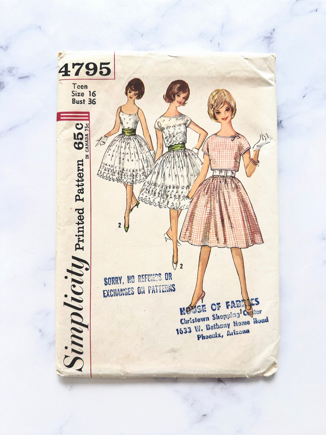 60s Simplicity 4795. 36 Bust. Spaghetti Strap Mod Retro Fit and Flare ...