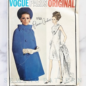 60s Vogue Paris Original 1722. 32 Bust. Pierre Cardin Mod Retro Double ...
