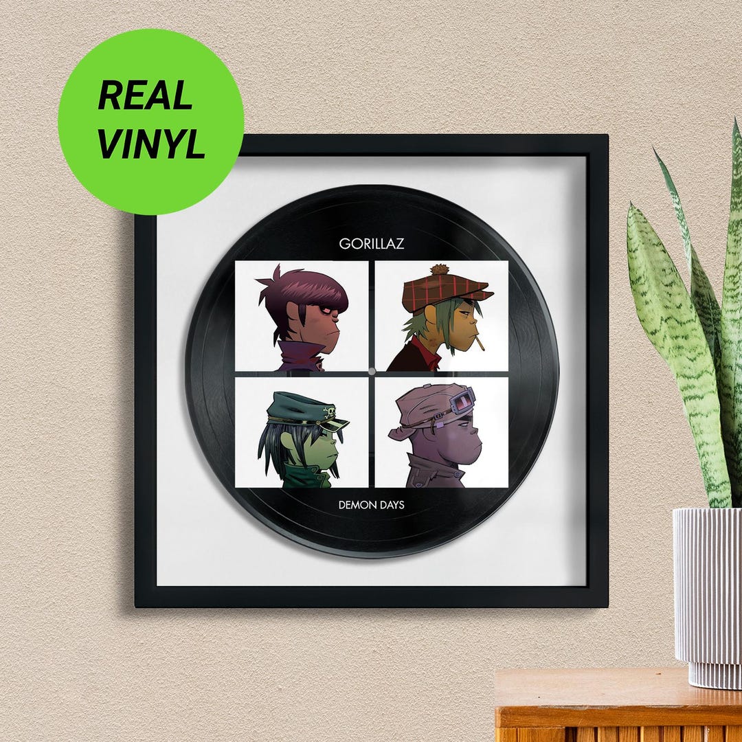 Gorillaz — Demon Days | Upcycled Vinyl Music Poster — Unique Wall Art for Music Lovers & Stylish ...